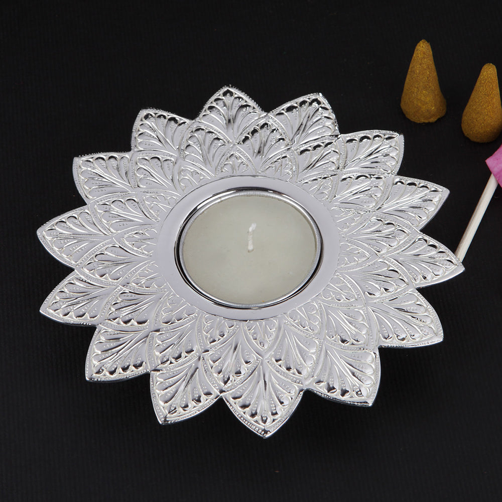 COMPLETELY HAND CRAFTED SILVER PLATED TEA LIGHT HOLDER ,DIPPED IN PURE ...