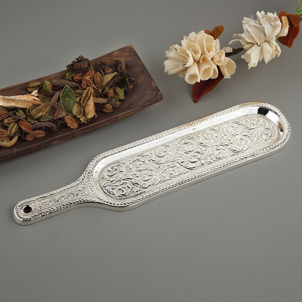 Engraved Handle Platter – Code Silver